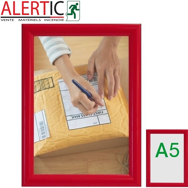 CADRE ALUMINIUM CLIC CLAC ROUGE FORMAT A5 - ALERTIC